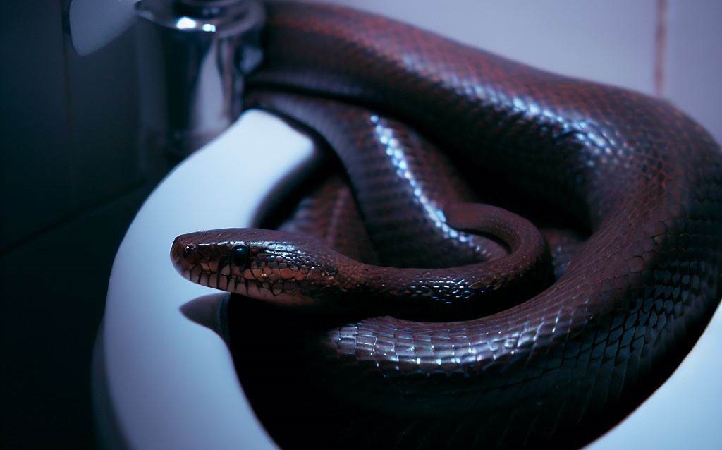 Regresó de vacaciones y la recibió una serpiente en su inodoro
